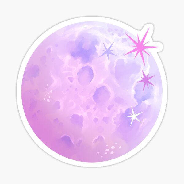 "Pink Full Moon And Stars" Sticker for Sale by Kateryna Patak | Redbubble