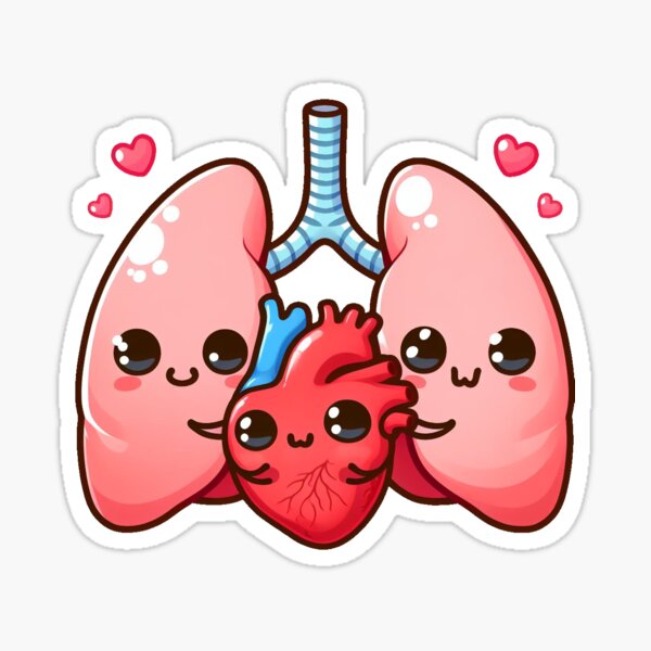 "Cute heart hugging lungs" Sticker for Sale by cinnamon-sama | Redbubble