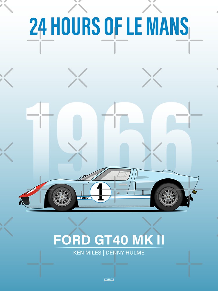 "1966 Lemans Racing GT40 MK2 " Sticker for Sale by ElseWorldDesign ...