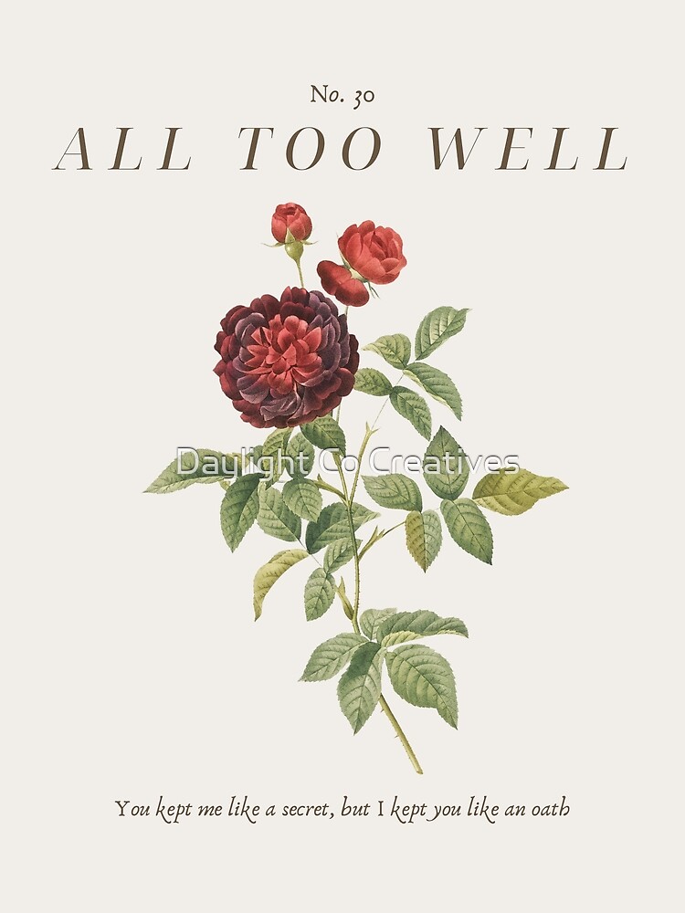 "all too well poster, minimalist elegant " Poster for Sale by ...