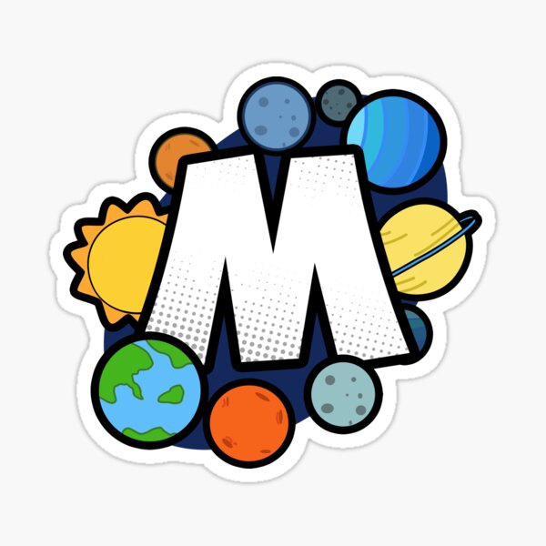 "Monogram M Outer SPace Cartoon Planets" Sticker for Sale by ...