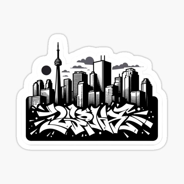 "Toronto Graffiti Skyline (Black and White)" Sticker for Sale by ...
