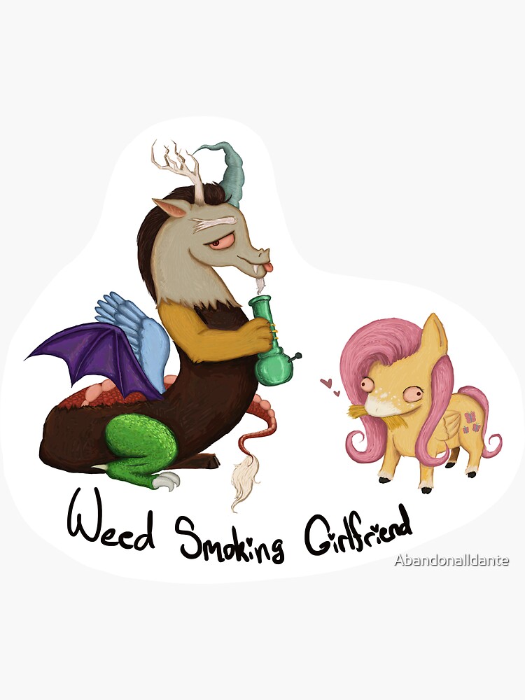 "Weed Smoking Pony-friend" Sticker for Sale by Abandonalldante | Redbubble