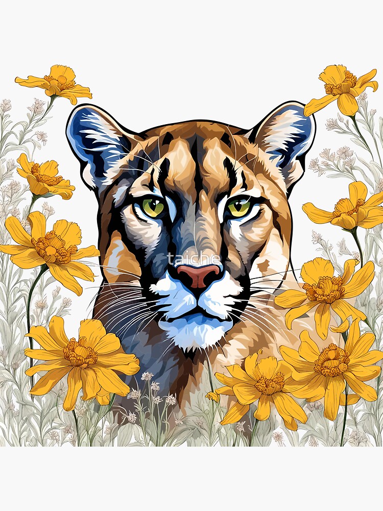 "A Florida Panther Surrounded By A Coreopsis Flower Border" Sticker for ...