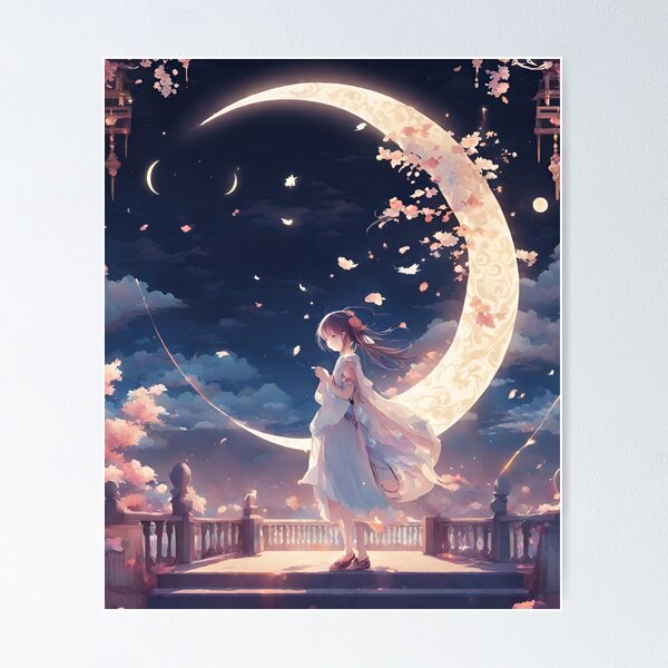 "Tani - Moonlit Night Reverie: Anime girl in pink under a starry sky ...