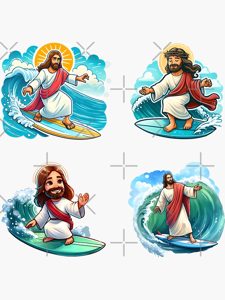 "Jesus Surf - Surfing Jesus Bundle" Sticker for Sale by beansterp ...