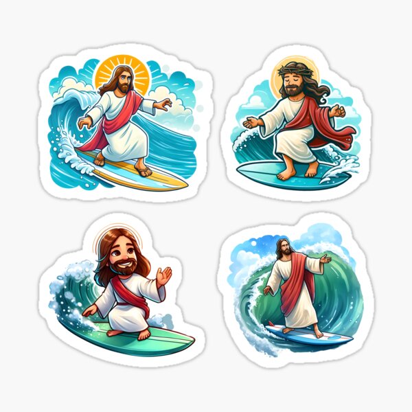 "Jesus Surf - Surfing Jesus Bundle" Sticker for Sale by beansterp ...
