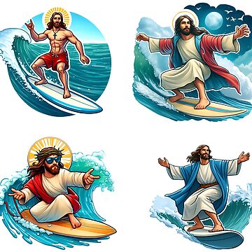 "Surfing Jesus - Jesus Surf Sheet" Sticker for Sale by beansterp ...