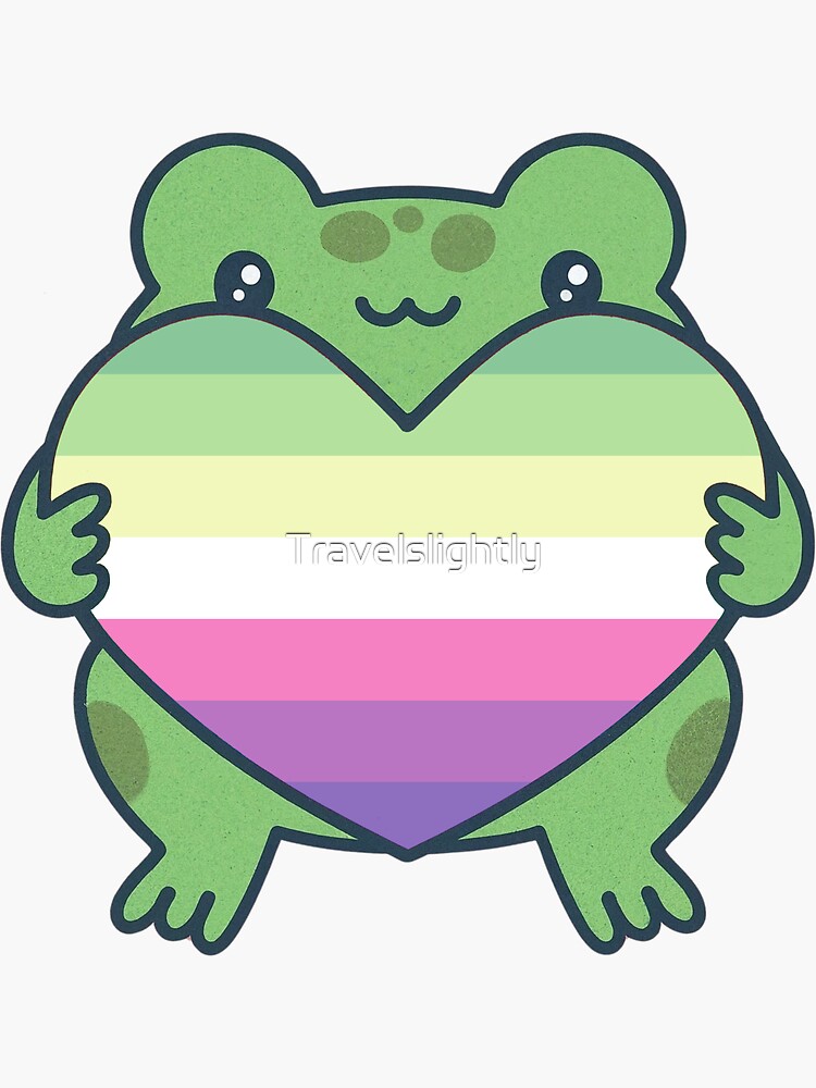 "Cute Frog holding a heart with Genderfae Pride Flag Colors , Genderdoe ...