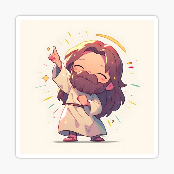 "Cute Happy Jesus" Sticker for Sale by CoolMantras | Redbubble