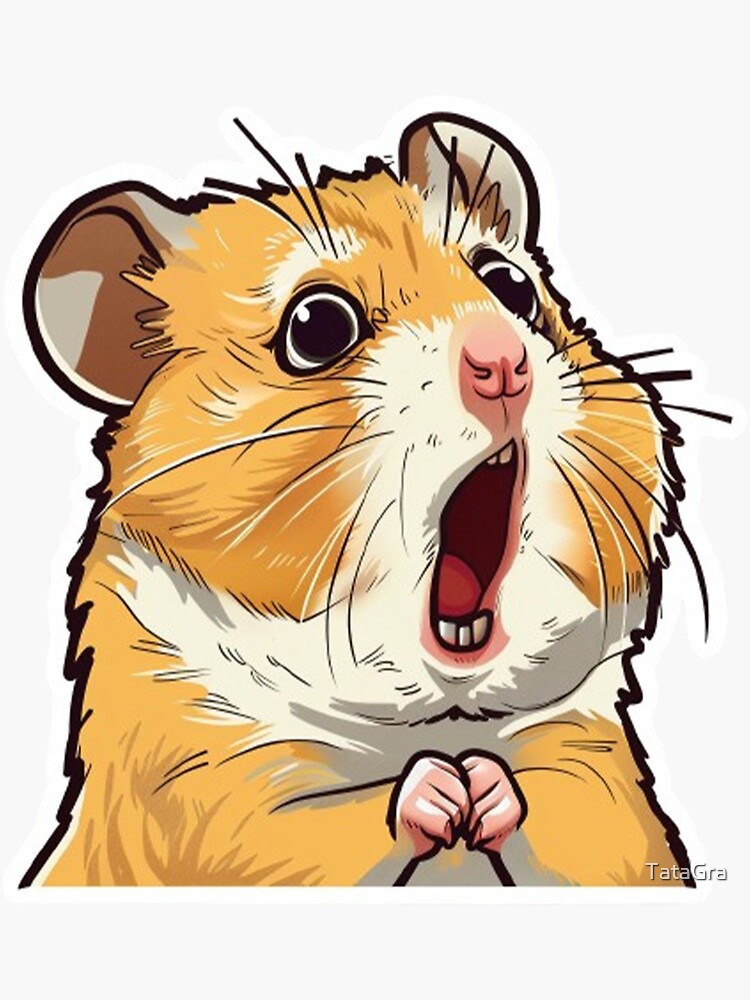 "Scared Hamster Meme" Sticker for Sale by TataGra | Redbubble