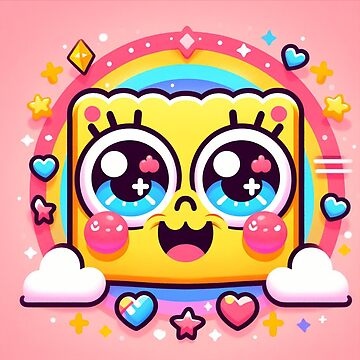 "Spongebob Squarepants kawaii rainbow effect made with ai" Sticker for ...