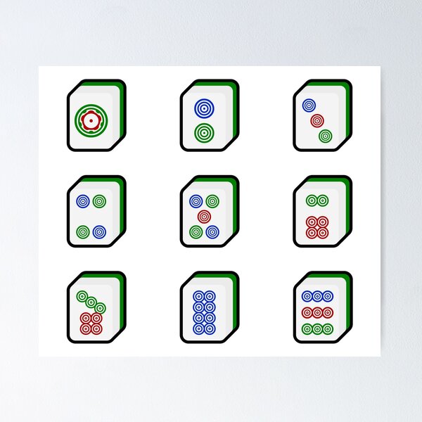 "Mahjong Game Tiles Dots Suit 麻雀筒子 - Wheels, Circles, Coins, Stones ...