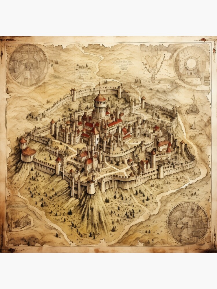 "Traditional Castle Map" Sticker for Sale by Static-Panda | Redbubble