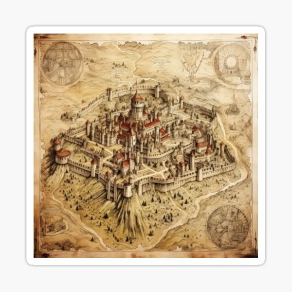 "Traditional Castle Map" Sticker for Sale by Static-Panda | Redbubble