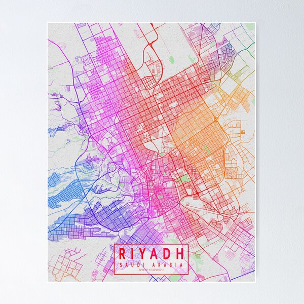 "Riyadh City Map of Saudi Arabia - Colorful" Poster for Sale by deMAP ...