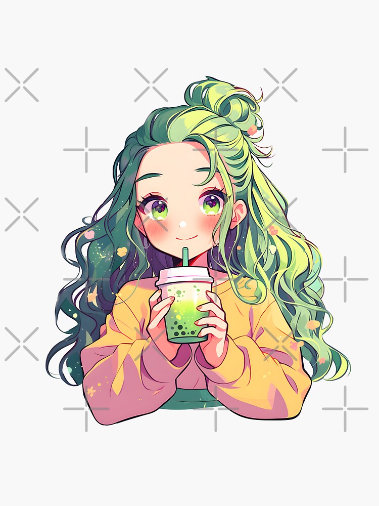 "Matcha Girl Anime" Sticker for Sale by FigmaCreations | Redbubble