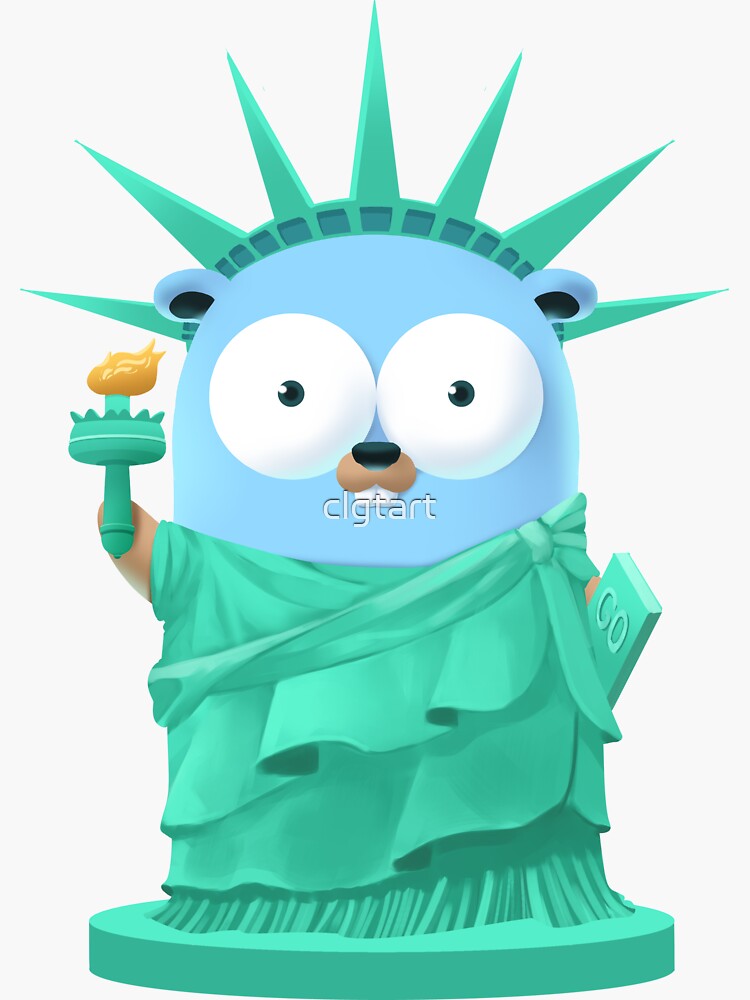 "Golang Gopher Go Liberty" Sticker for Sale by clgtart | Redbubble
