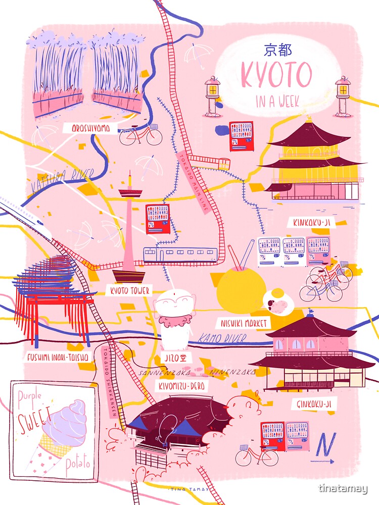 "Kyoto map" Sticker for Sale by tinatamay | Redbubble