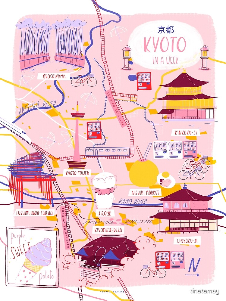 "Kyoto map" Poster by tinatamay | Redbubble