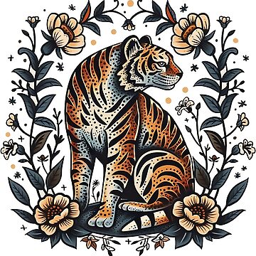 "American Traditional Tattoo Tiger" Sticker for Sale by QueenRegina1 ...