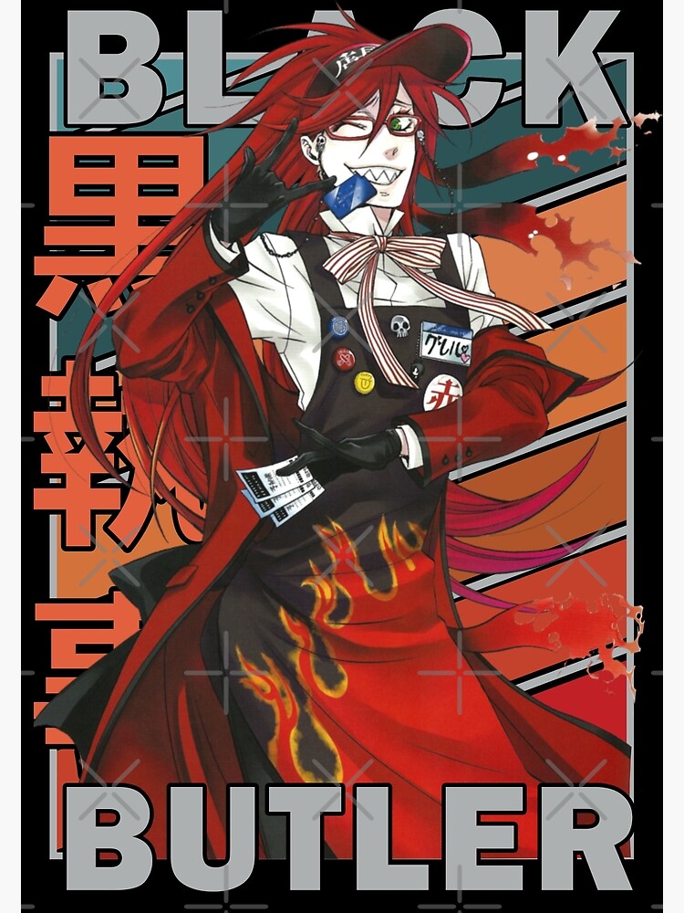 "Grell Sutcliff Black Butler Retro Stripe Design" Poster for Sale by ...