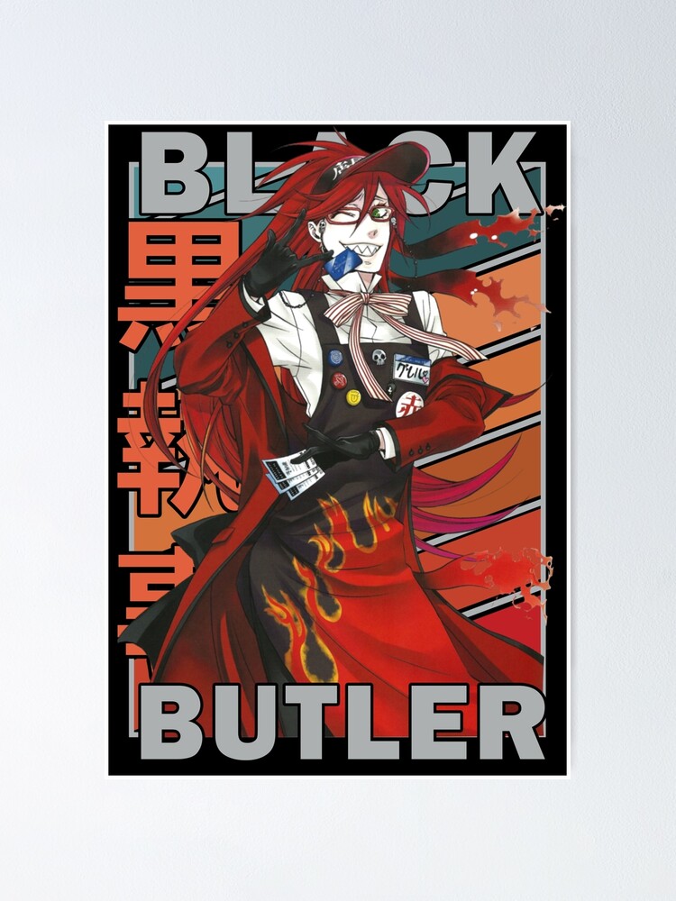 "Grell Sutcliff Black Butler Retro Stripe Design" Poster for Sale by ...