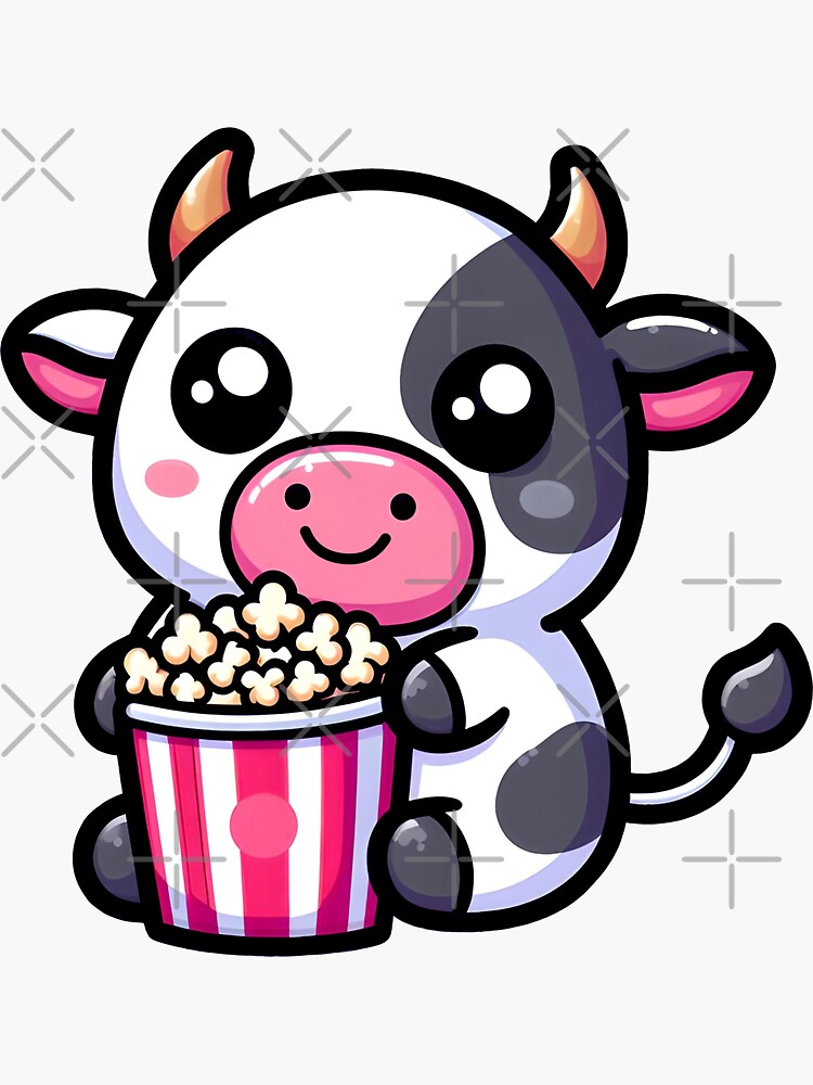 "Cow with Popcorn" Sticker for Sale by Delidream | Redbubble