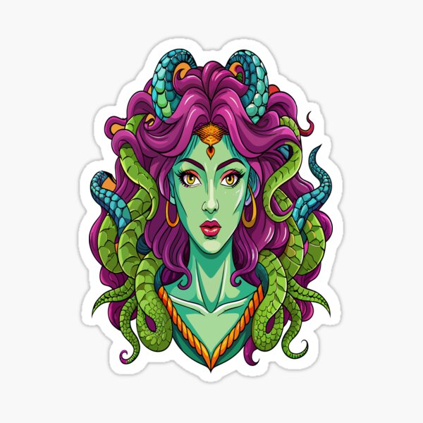 "Enchanting Serpentess: A Portrait of Medusa" Sticker for Sale by ...