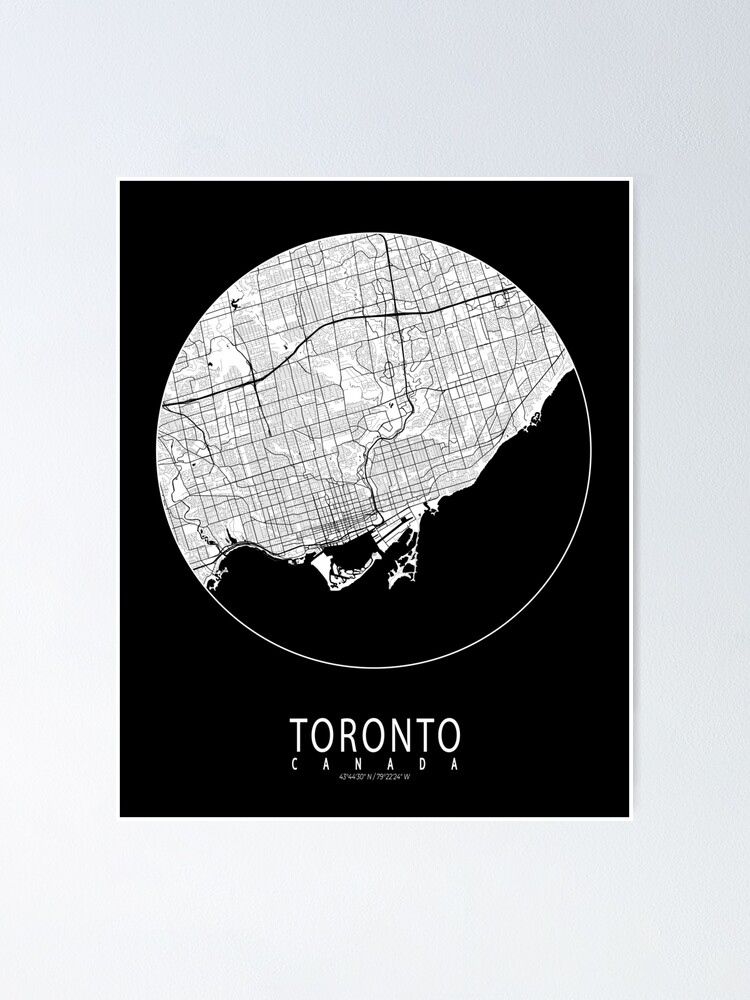 "Toronto City Map of Ontario, Canada - Full Moon" Poster for Sale by ...