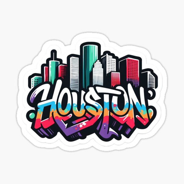 "Houston Graffiti-Style Skyline" Sticker for Sale by PinUpPizzazz ...
