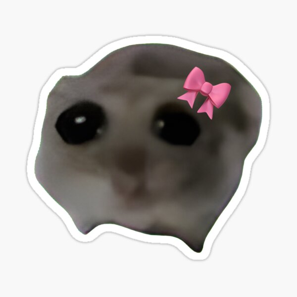 "Sad hamster with a bow" Sticker for Sale by CosmicOrangeCat | Redbubble