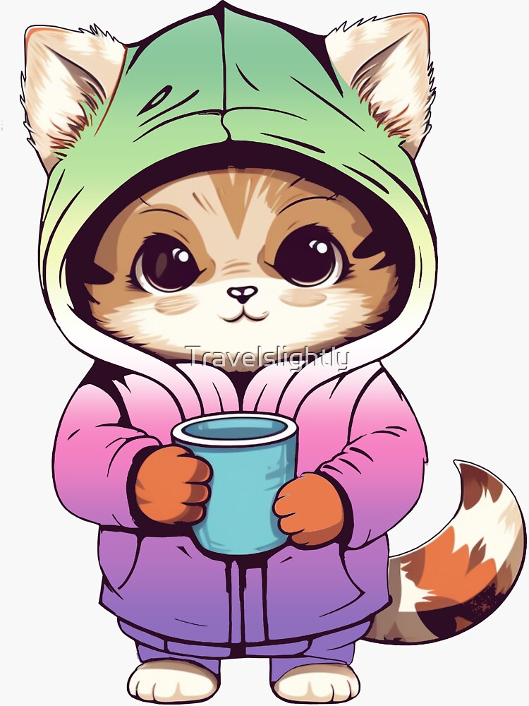 "Cute Genderfae Pride Flag Cat, Subtle Genderdoe Kawaii Cat Design, fae ...