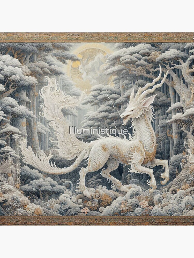 "Majestic White Kirin/Qilin in Fantasy White Forest" Sticker for Sale ...