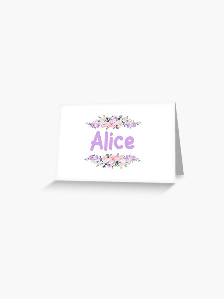 "Purple Flower Alice Name Label" Greeting Card for Sale by NormadWorld ...