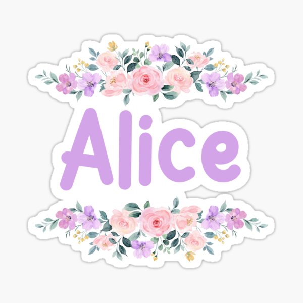 "Purple Flower Alice Name Label" Sticker for Sale by NormadWorld ...