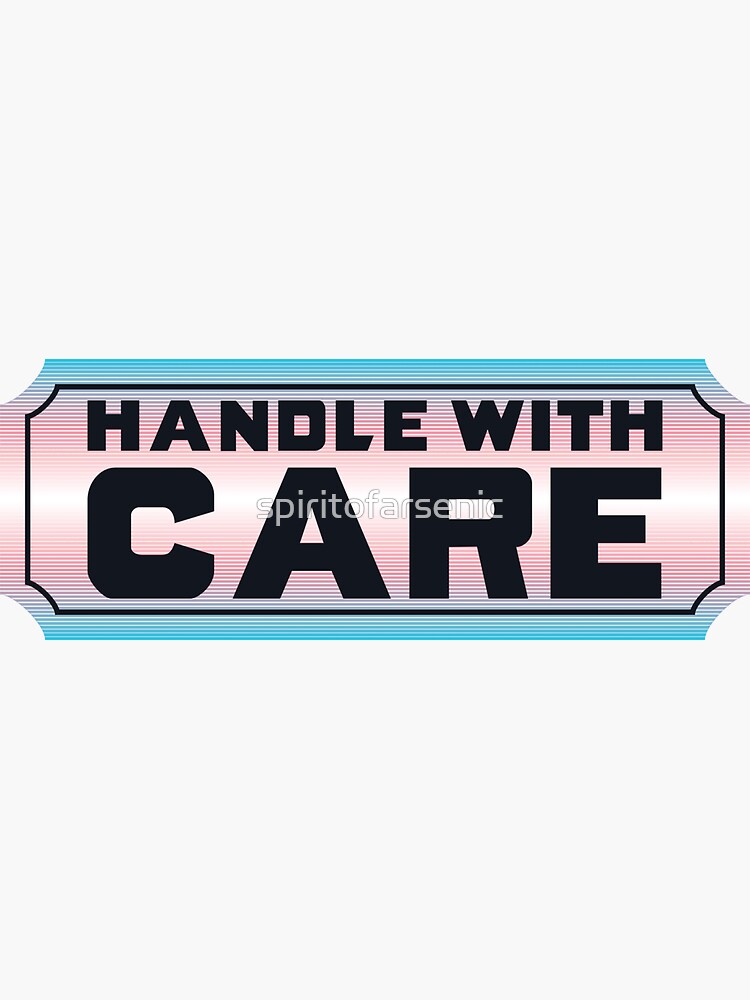"Handle With Care Postage Label - Transgender Flag" Sticker for Sale by ...