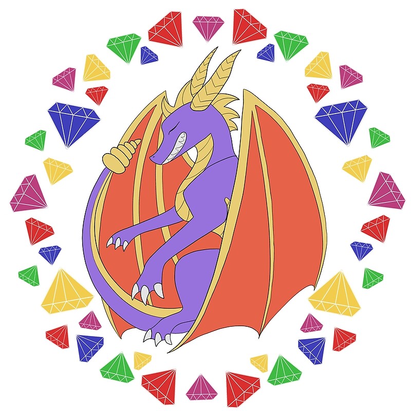 "Spyro & Gems - Multicolor" by Foxley Albin | Redbubble