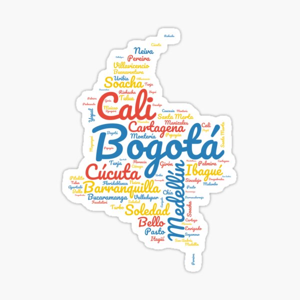"Colombia Colombian Flag Pride Colombia Cities Map" Sticker for Sale by ...