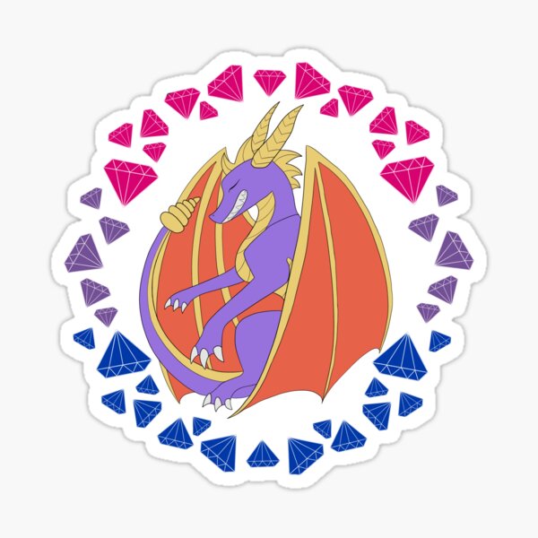 "Spyro & Gems - Bisexual Flag" Sticker for Sale by loschertzken | Redbubble