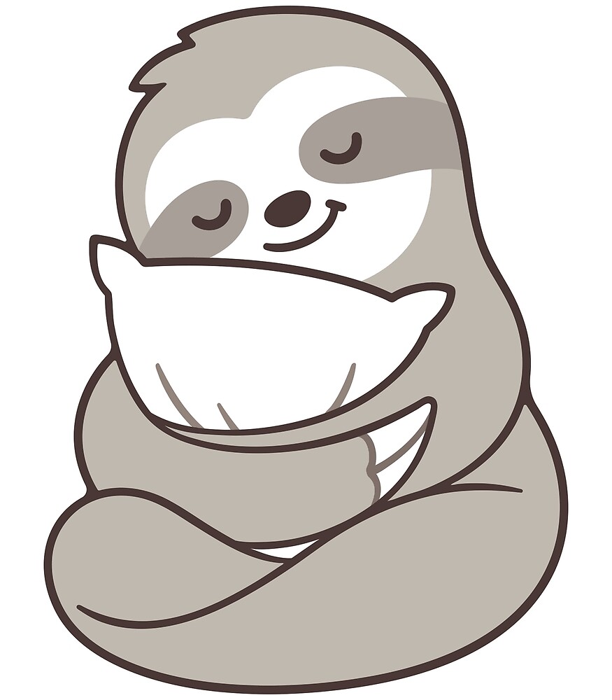 "Cute sleepy sloth hugging pillow" by irmirx | Redbubble
