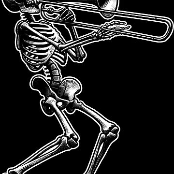 "Skeleton Playing Trombone" Sticker for Sale by weirdrelatives | Redbubble