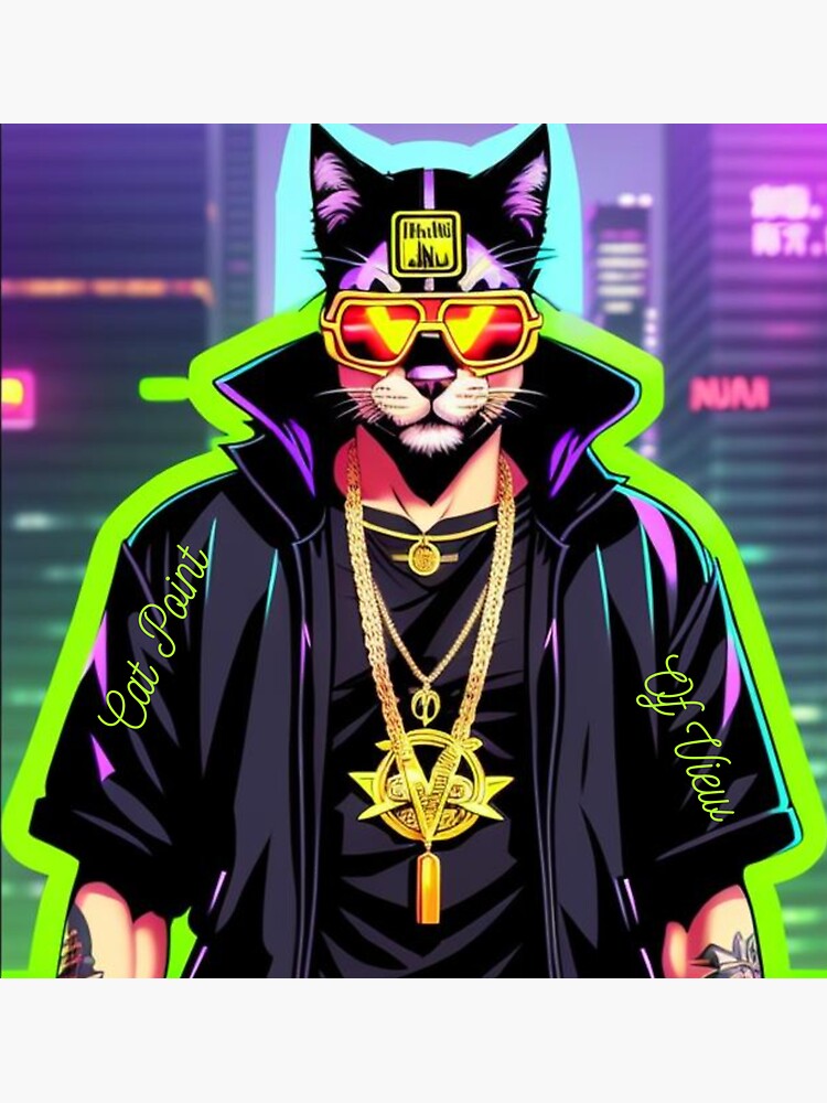"Rapper Cat" Sticker for Sale by CatPointOfView | Redbubble