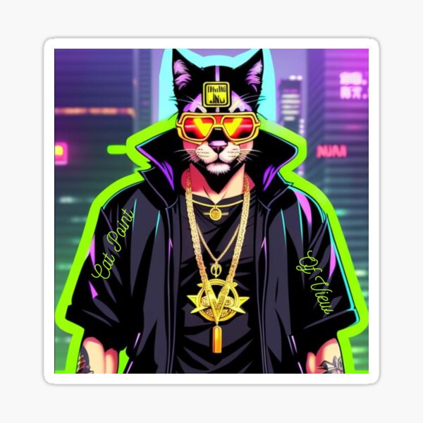 "Rapper Cat" Sticker for Sale by CatPointOfView | Redbubble