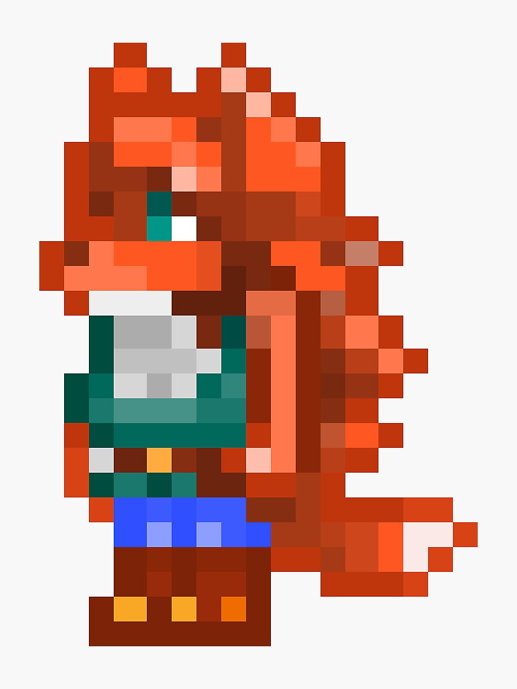 "Zoologist Terraria Pixel Art Werefox Cute" Sticker by Mirage Shop ...