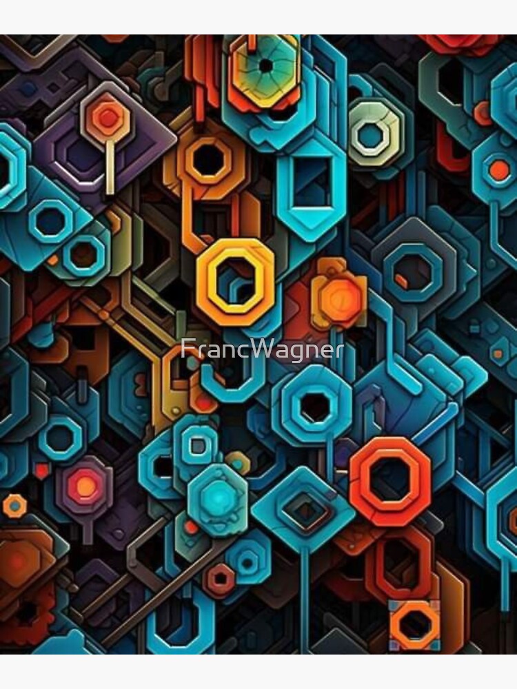 "Contemporary digital art with generative cool geometric hexagonal ...