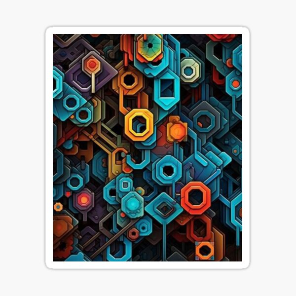 "Contemporary digital art with generative cool geometric hexagonal shapes" Sticker for Sale by ...