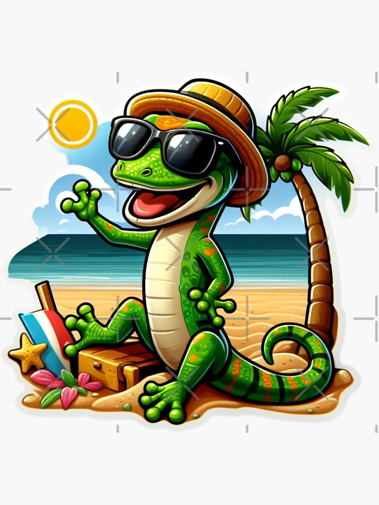 "Gecko Decal Gecko In Beach Funny" Sticker for Sale by ForModernU ...