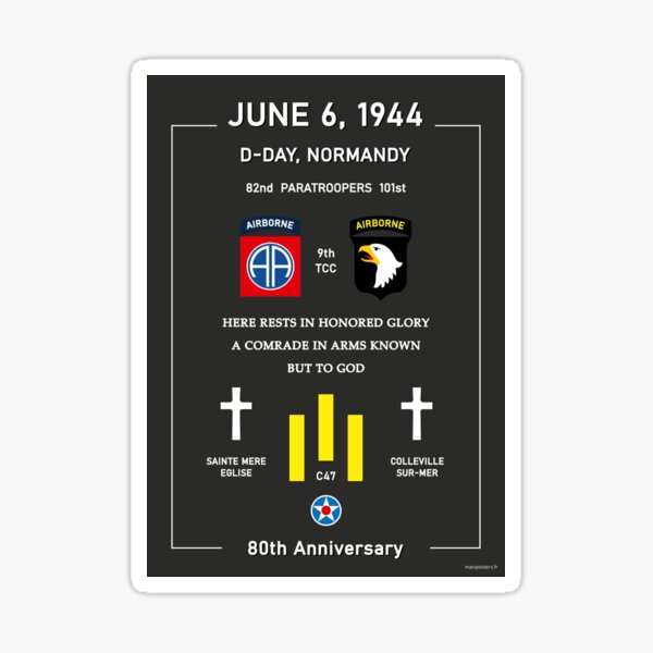 "D-Day Landing June 6 1944 Normandy WW2 80th Anniversary" Sticker for ...