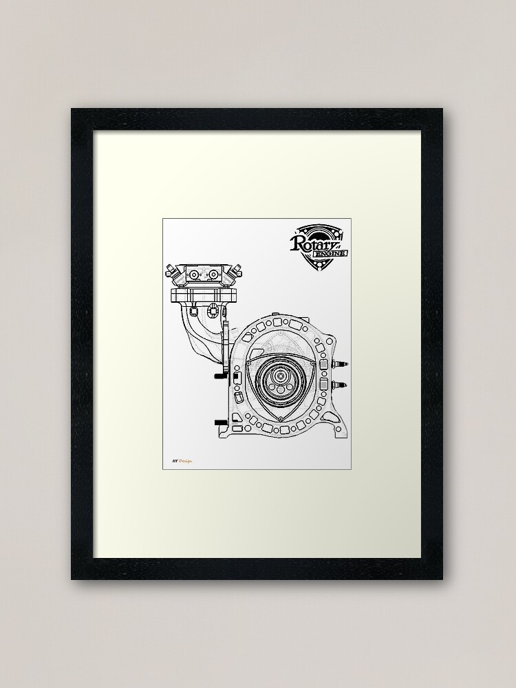 "Mazda Rotary Engine Blueprint for Power 13B" Framed Art Print for Sale ...
